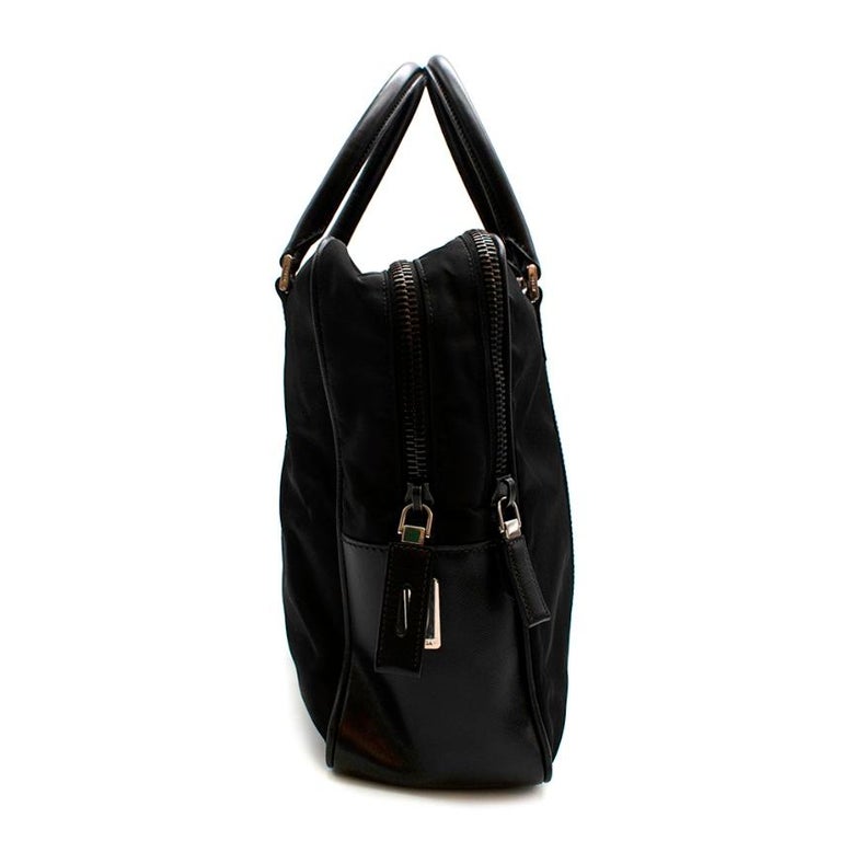Prada Black Nylon Double Compartment Briefcase For Sale at 1stDibs