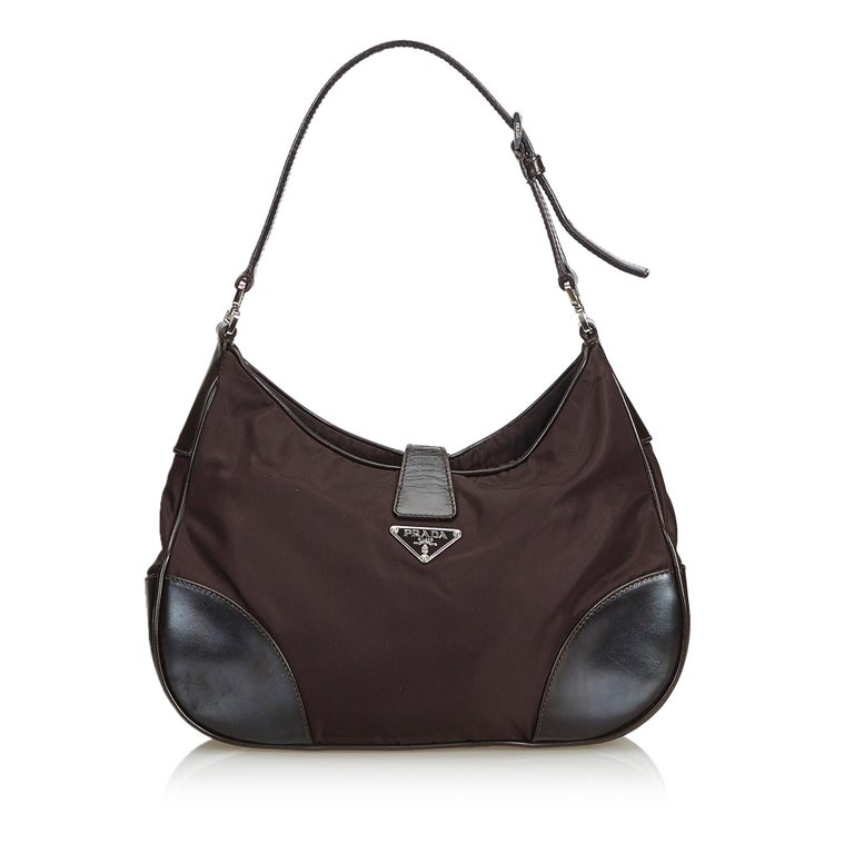 Prada Black Nylon Fabric Shoulder Bag Italy w/ Dust Bag at 1stDibs ...