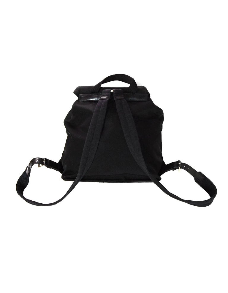 Prada Black Nylon Front Zip Pocket Backpack Bag For Sale at 1stDibs