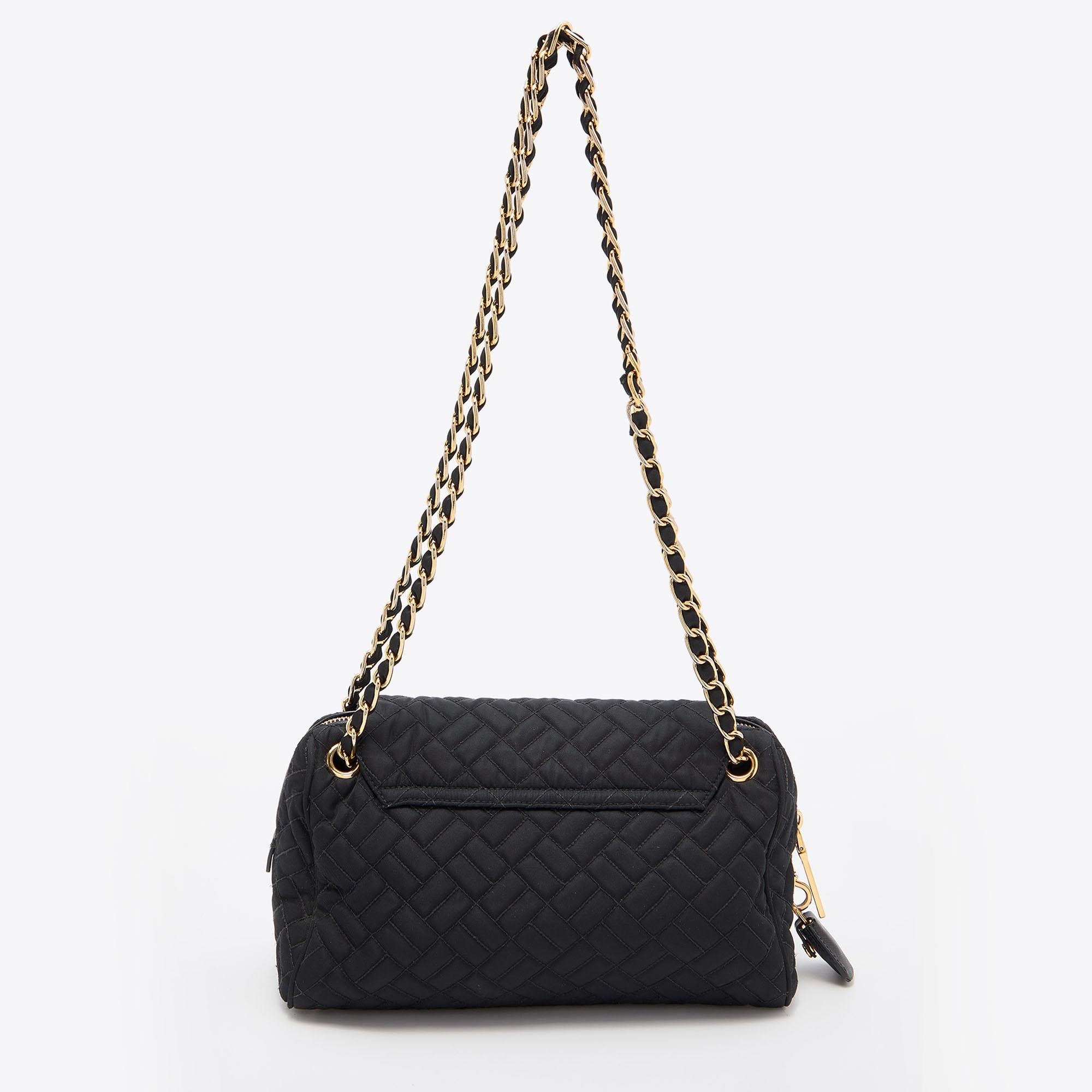 Prada Black Nylon Push Lock Shoulder Bag For Sale at 1stDibs