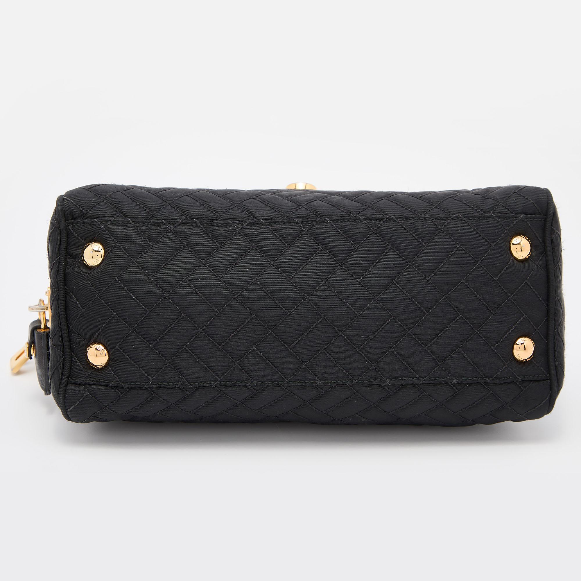 Prada Black Nylon Push Lock Shoulder Bag For Sale at 1stDibs