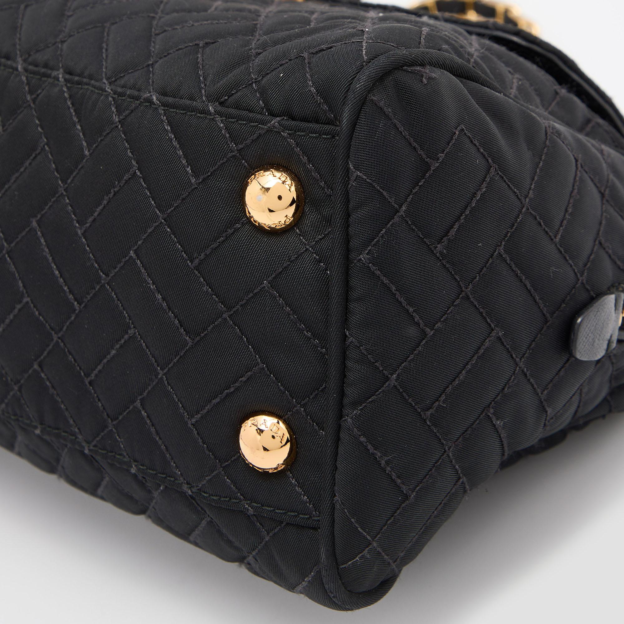Prada Black Nylon Push Lock Shoulder Bag For Sale at 1stDibs