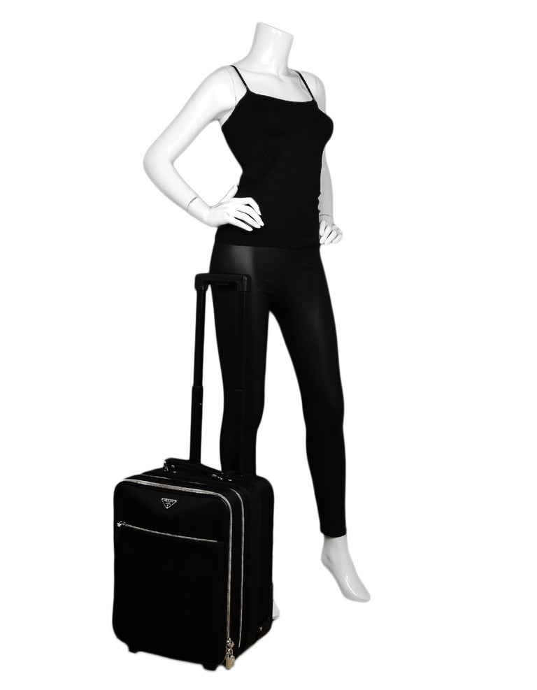 Prada Black Nylon/Saffiano Leather 40cm Carry-On Bag Rolling Luggage ...