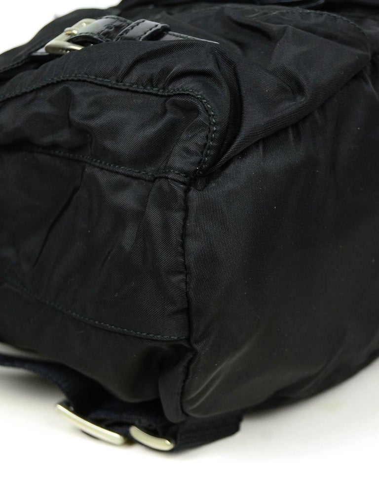 Prada Black Nylon Small Backpack w/ Front Buckle Pockets For Sale at ...
