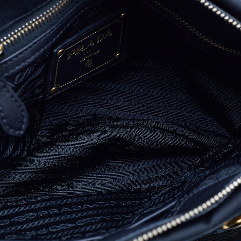 Prada Black Nylon Tessuto And Leather Bauletto Shoulder Bag at 1stDibs