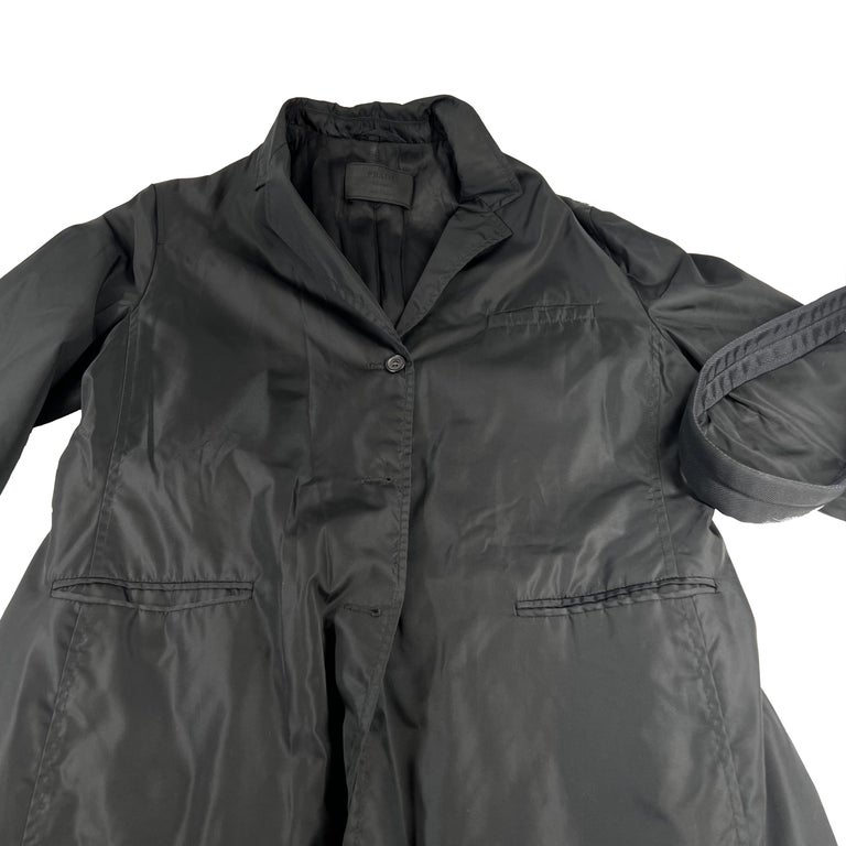 Prada Black Nylon Trench Coat (Large) For Sale at 1stDibs