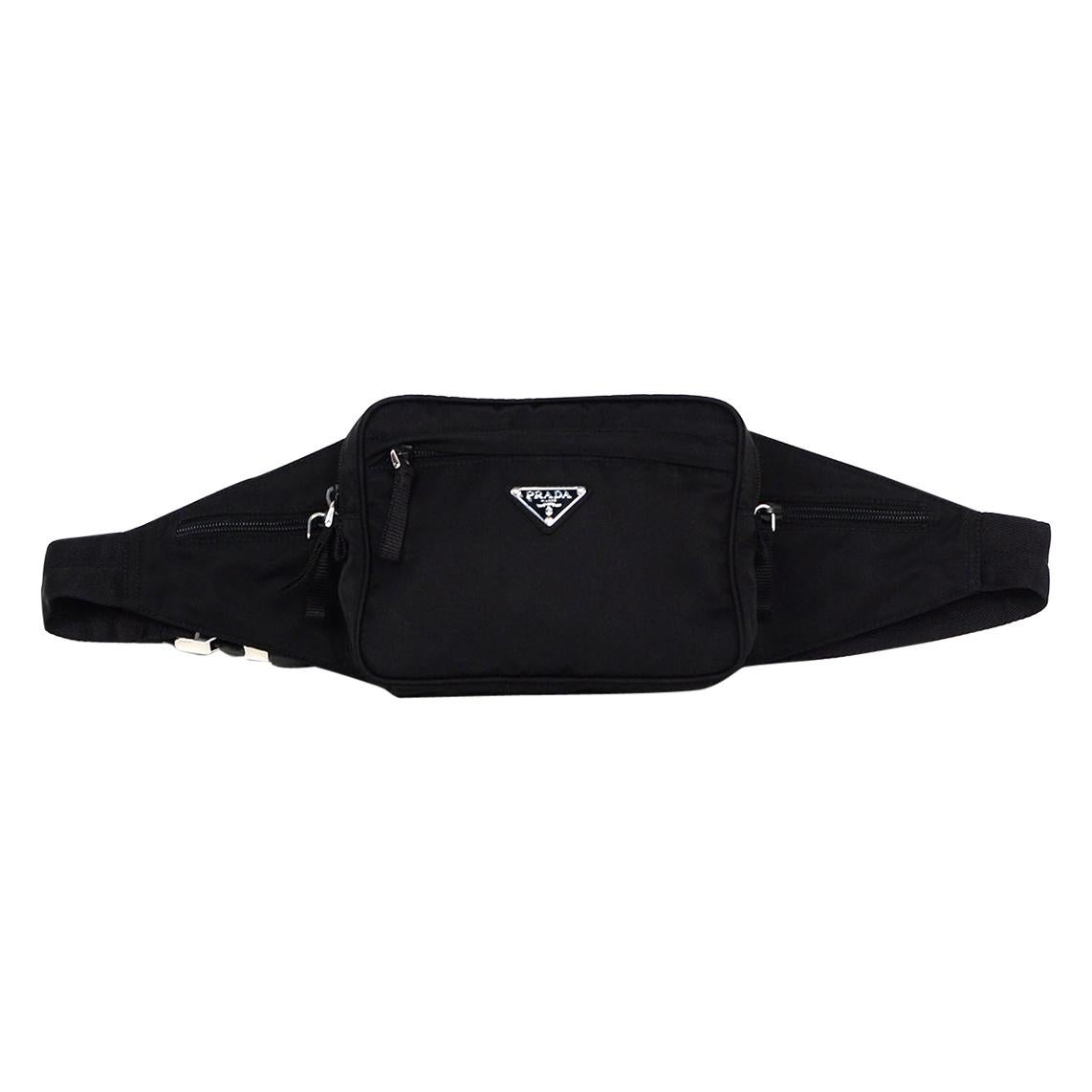 Prada Black Nylon Waist Pouch/Belt Bag For Sale at 1stDibs