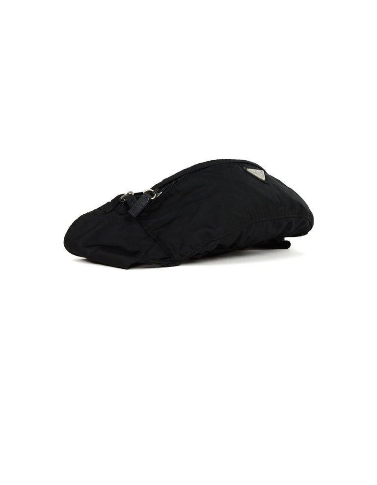 Prada Black Nylon Zip Front Waist Bag/Fanny Pack For Sale at 1stDibs