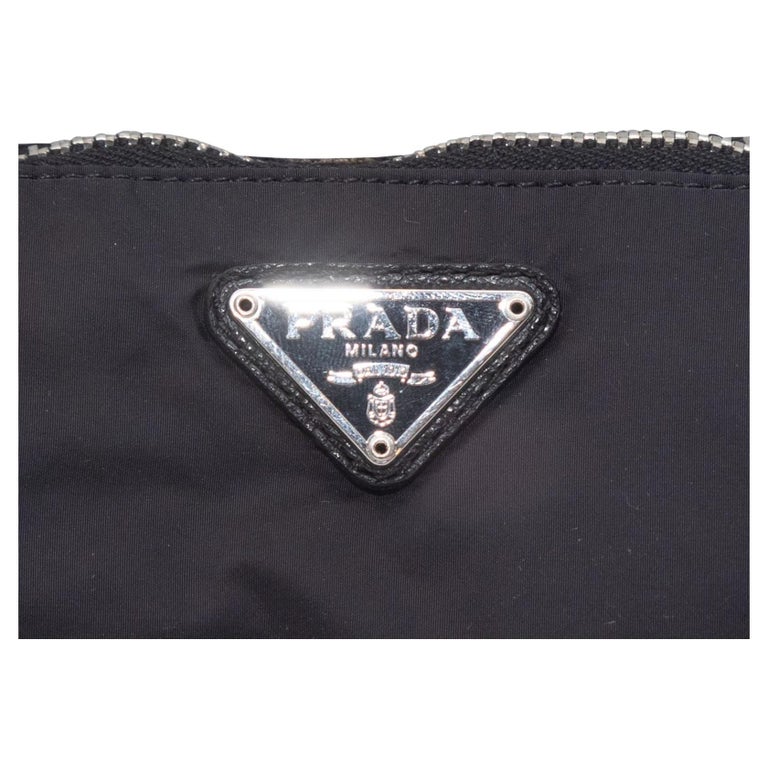 Prada Black Nylon Zip Pouch For Sale at 1stDibs