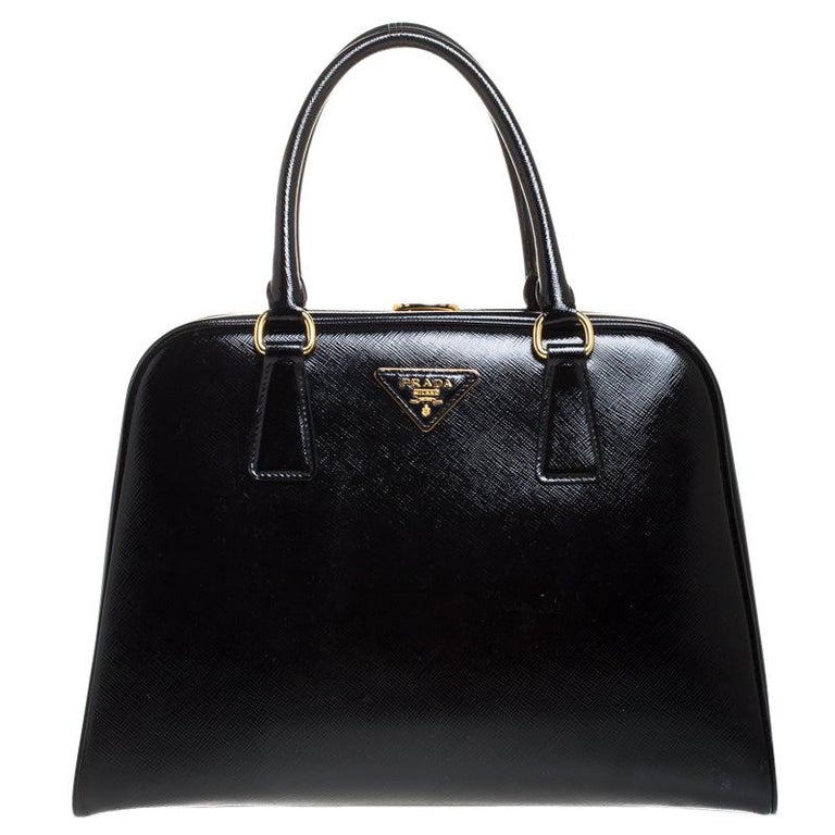 Prada Black Patent Leather Pyramid Frame Satchel For Sale at 1stDibs ...