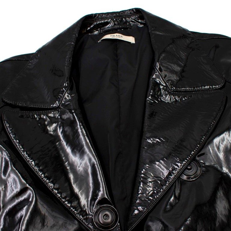Prada Black Patent Leather Trench Coat XS at 1stDibs | black patent ...
