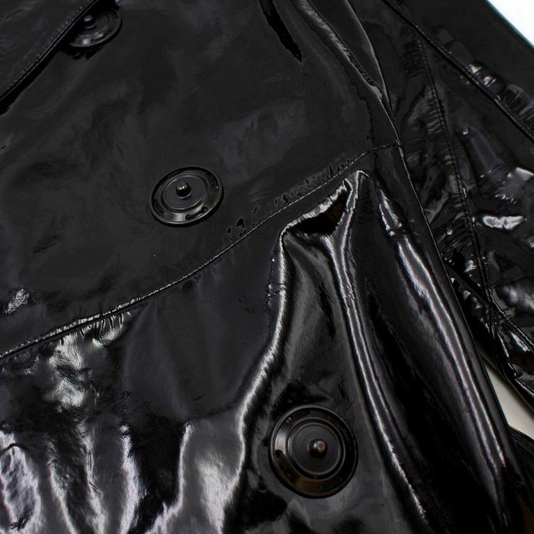 Prada Black Patent Leather Trench Coat XS at 1stDibs | black patent ...