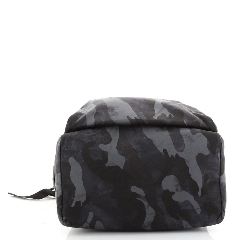 Prada Black Printed Camo Tessuto Front Pocket Medium Backpack at 1stDibs