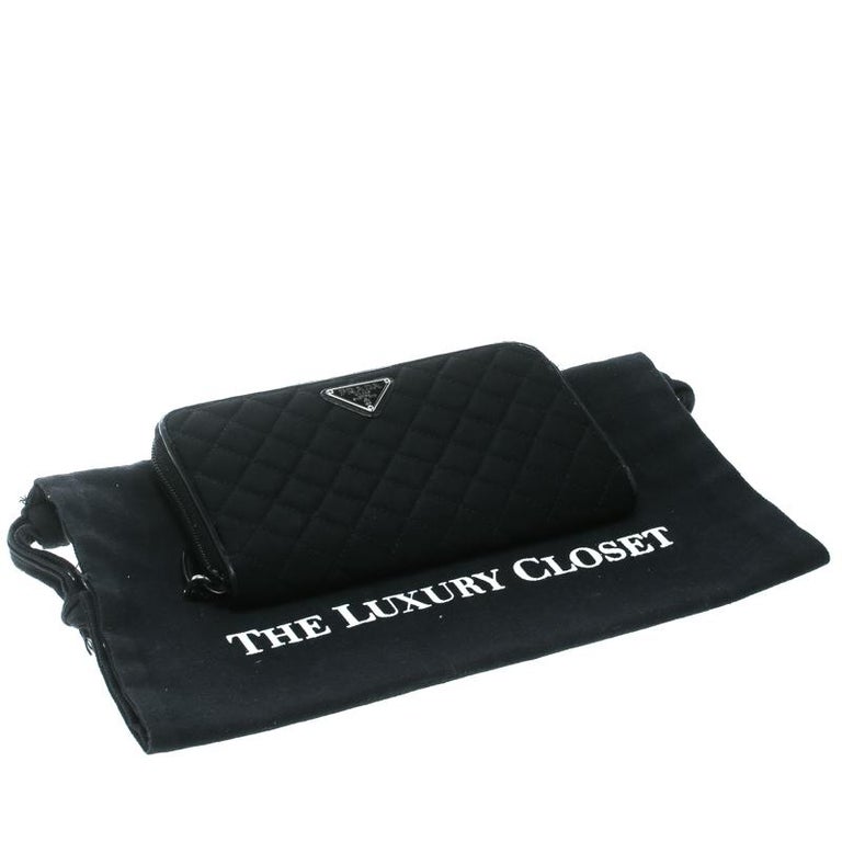 Prada Black Quilted Fabric Zip Around Wallet For Sale at 1stDibs ...