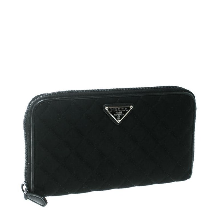 Prada Black Quilted Fabric Zip Around Wallet For Sale at 1stDibs ...