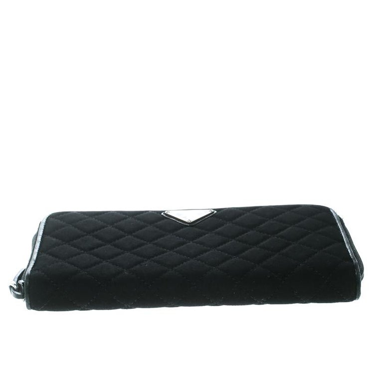 Prada Black Quilted Fabric Zip Around Wallet For Sale at 1stDibs ...