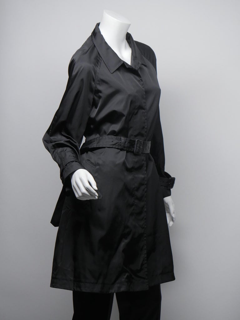 Prada Black Raincoat Size 42 at 1stDibs