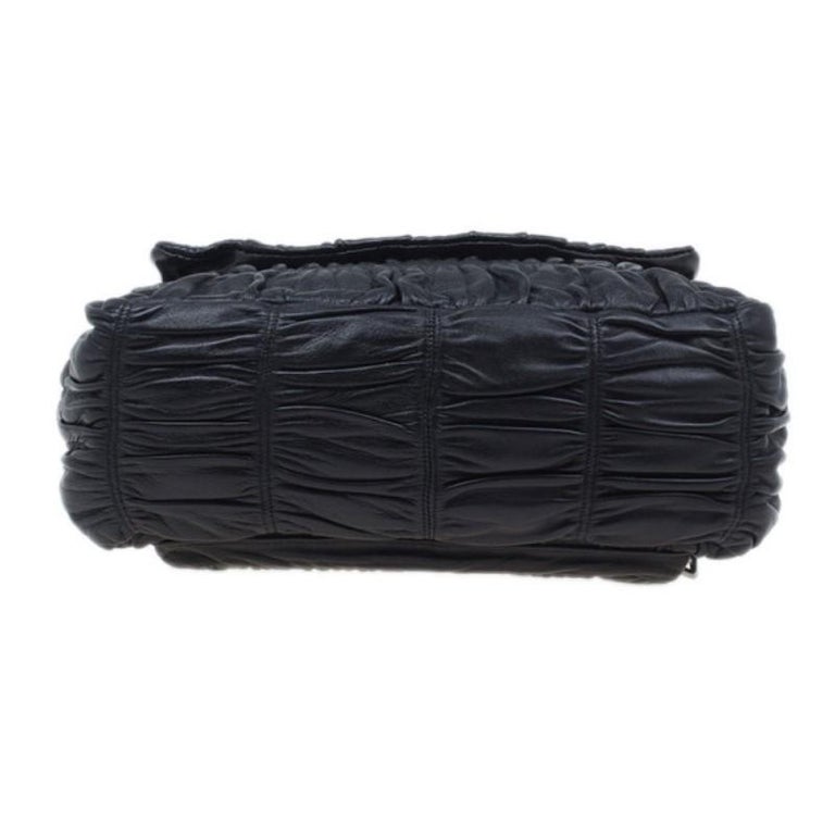 Prada Black Ruched Nappa Leather Chain Detail Shoulder Bag For Sale at ...