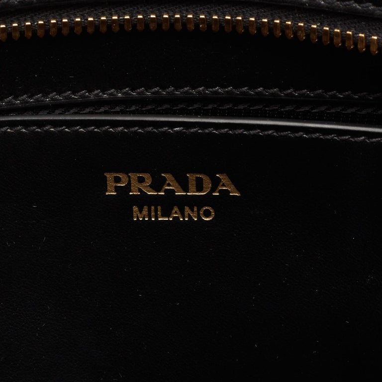 Prada Black Saffiano Leather Esplanade Crossbody Bag at 1stDibs