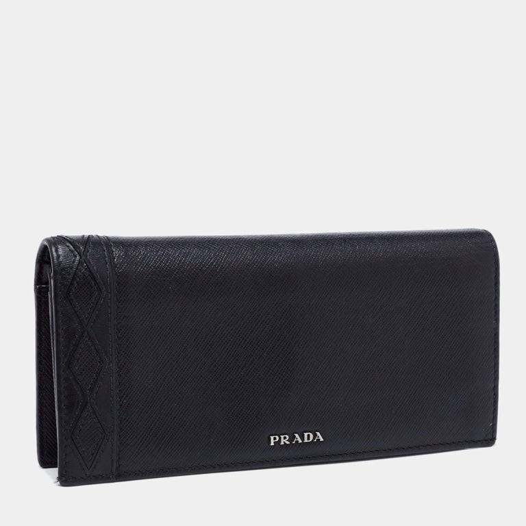 Prada Black Saffiano Leather Long Bifold Wallet at 1stDibs