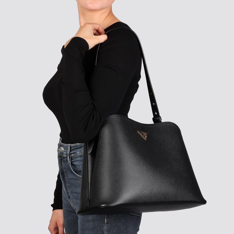 PRADA Black Saffiano Leather Matinée Bag at 1stDibs
