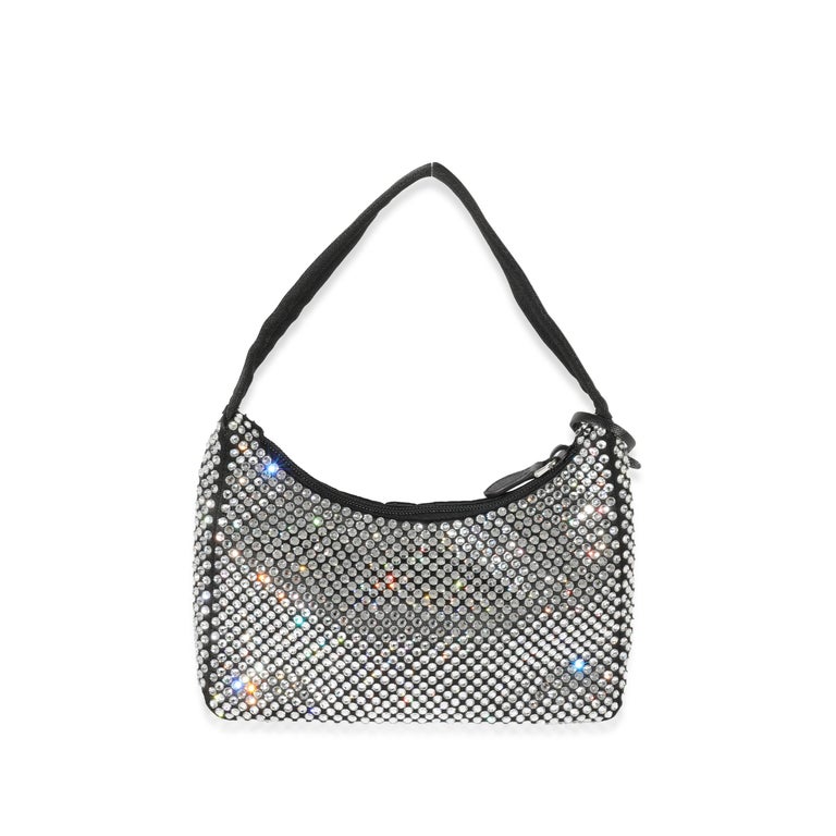 Prada Black Satin Crystal Re-Edition 2000 Mini Bag For Sale at 1stDibs