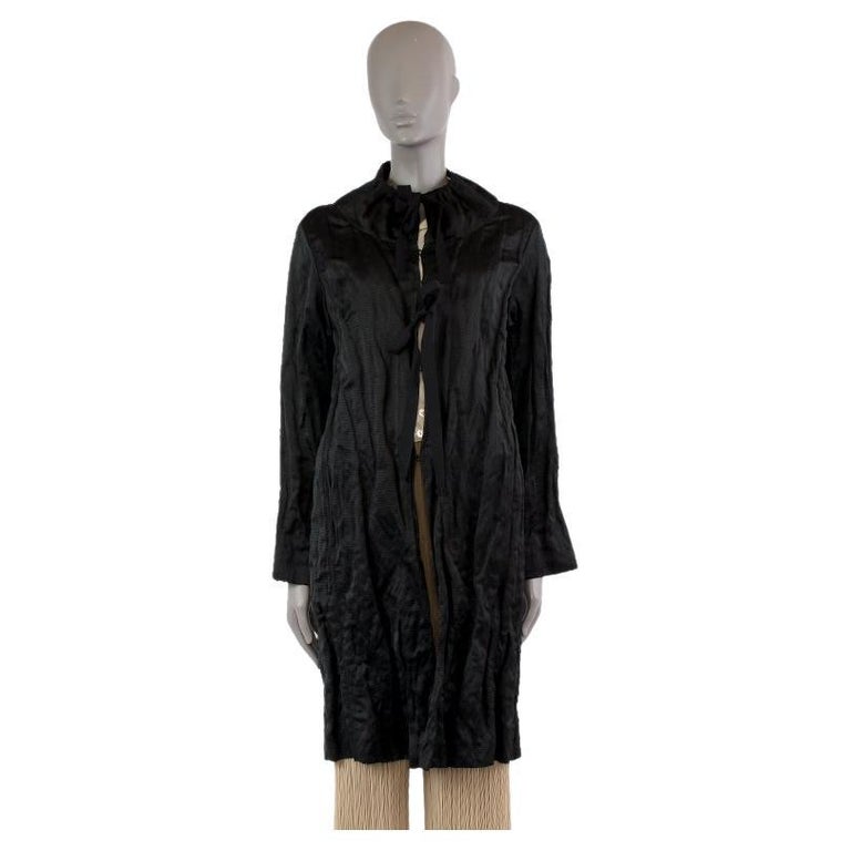 PRADA black silk BETWEEN SEASON Coat Jacket L For Sale at 1stDibs