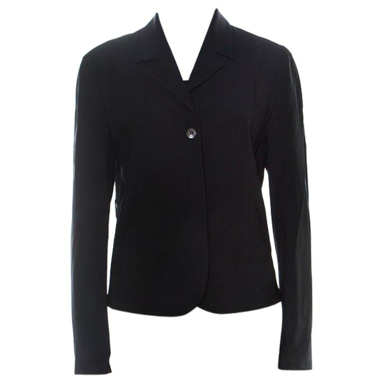 Prada Black Stretch Hidden Velcro Closure Detail Blazer M For Sale at ...