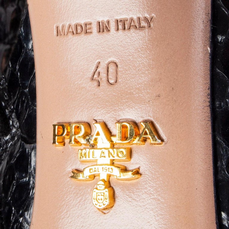 PRADA black STRETCH SUEDE and PYTHON ANKLE STRAP Boots Shoes 40 For ...