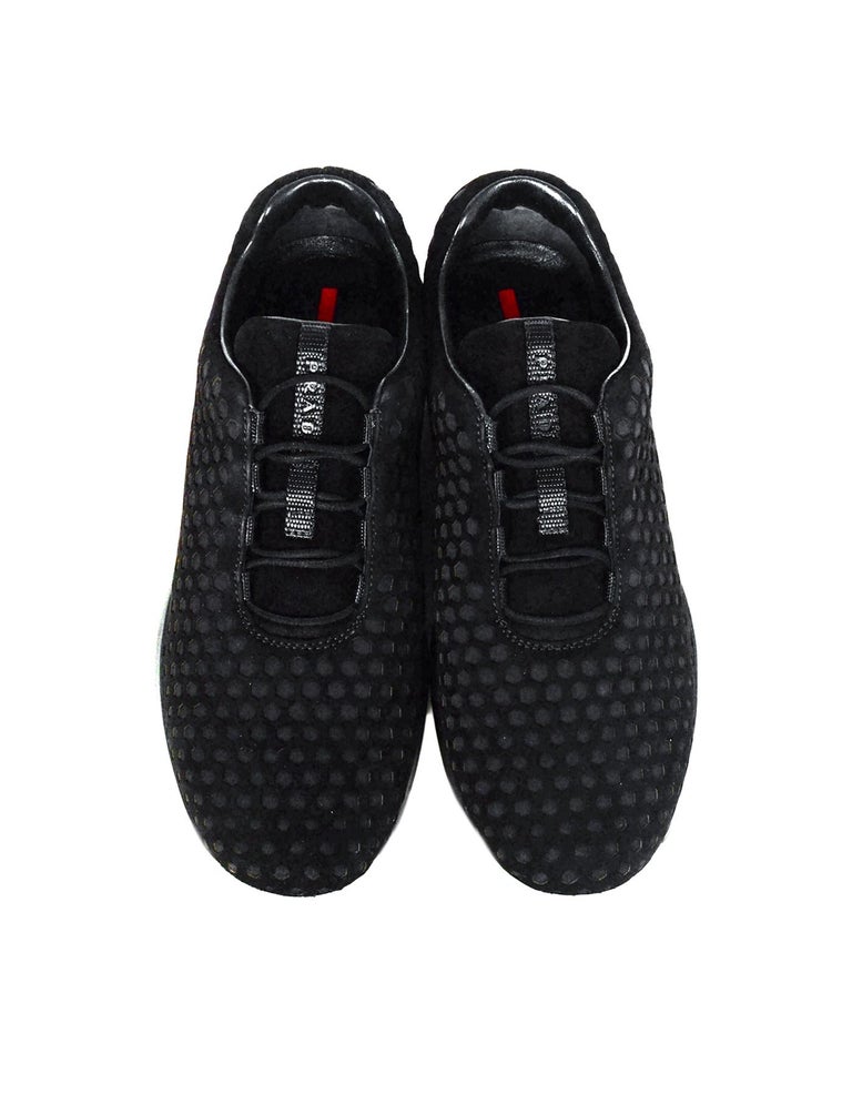 Prada Black Suede Hexagon Cut-Out Pattern Sneakers Sz 40 For Sale at ...