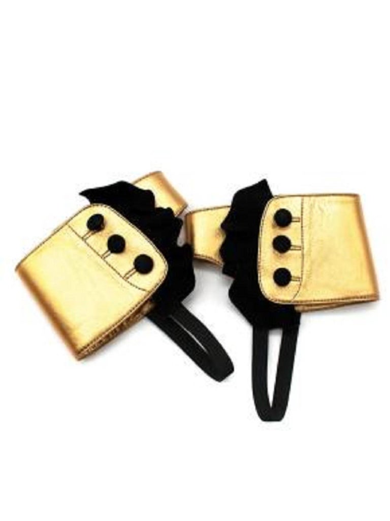 Prada Black Suede and Metallic Gold Heels with Ankle Cuff For Sale at ...