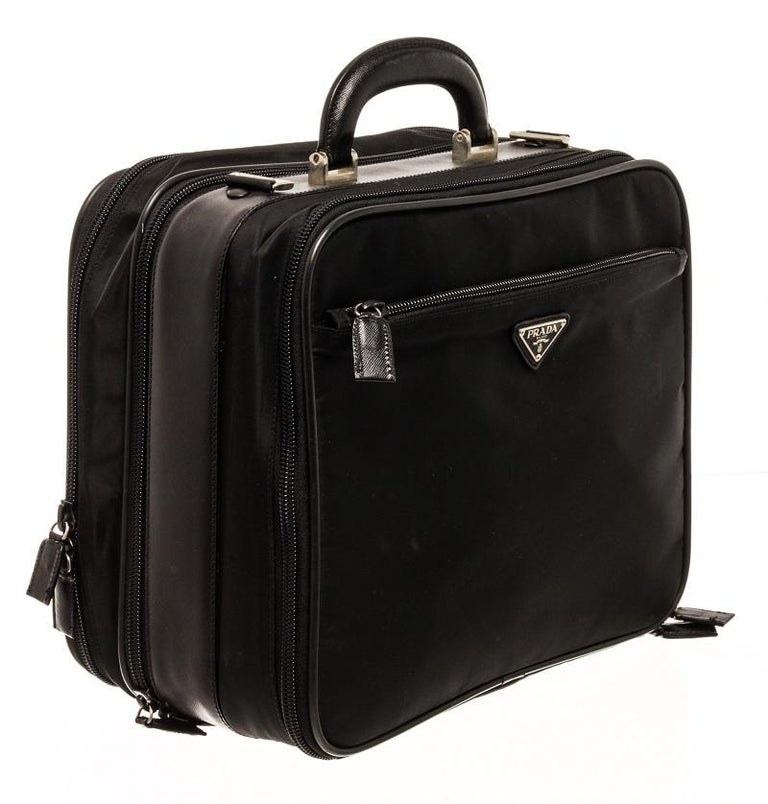 Prada Black Tessuto and Saffiano Leather Porta Computer Bag at 1stDibs