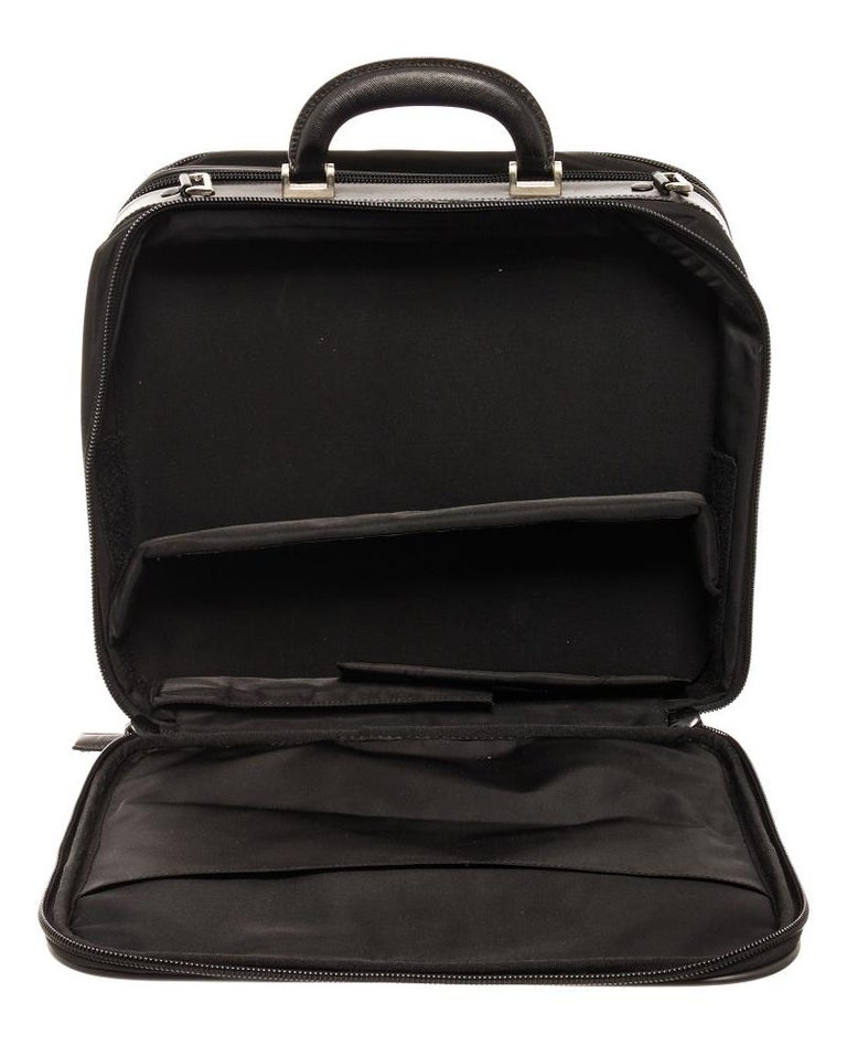 Prada Black Tessuto and Saffiano Leather Porta Computer Bag at 1stDibs