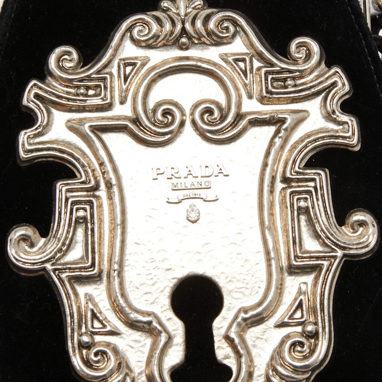 Prada Black Velvet Catwalk Lock Purse Chain Bag For Sale at 1stDibs