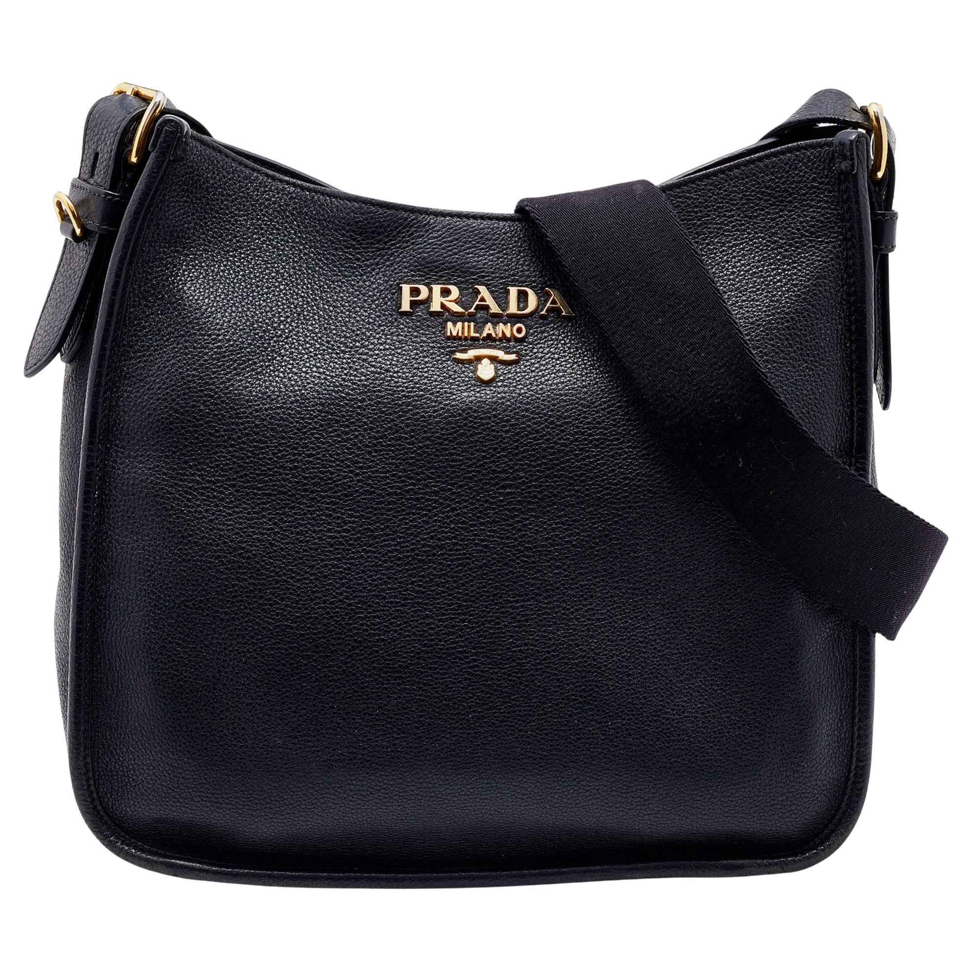 Prada Black Vitello Daino Leather Shoulder Bag at 1stDibs | prada rfid ...