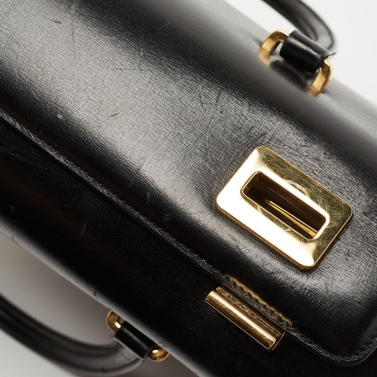 Prada Black/White Leather Turn Lock Satchel For Sale at 1stDibs