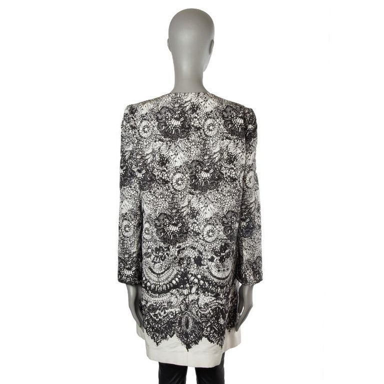 PRADA black and white silk PRINTED COLLARLESS Coat Jacket 46 XL For ...