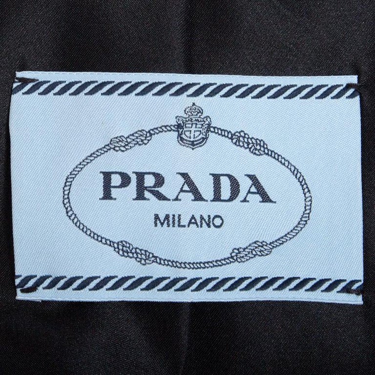 PRADA black and white silk PRINTED COLLARLESS Coat Jacket 46 XL For ...