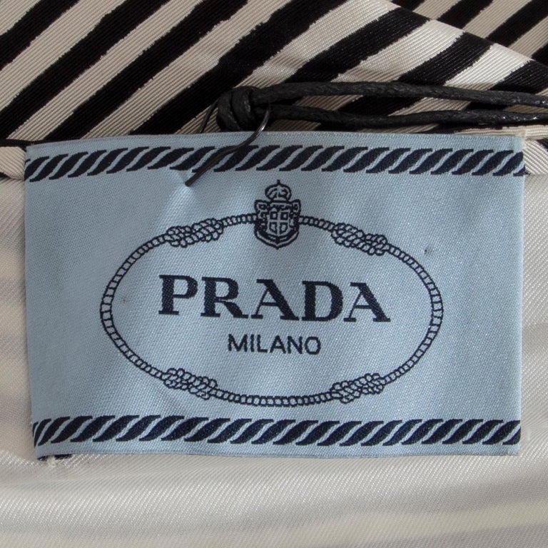 PRADA black and white silk STRIPED BELTED SLEEVELESS Dress 38 XS For ...