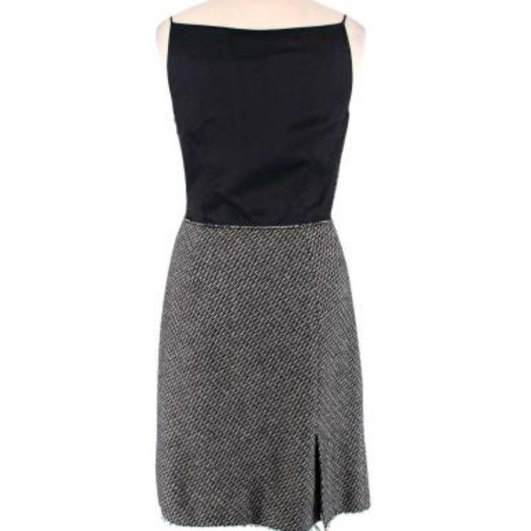 Prada black and white tweed rose applique dress For Sale at 1stDibs