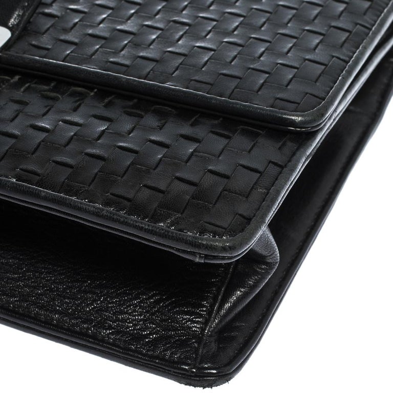 Prada Black Woven Leather Madras Chain Flap Bag at 1stDibs