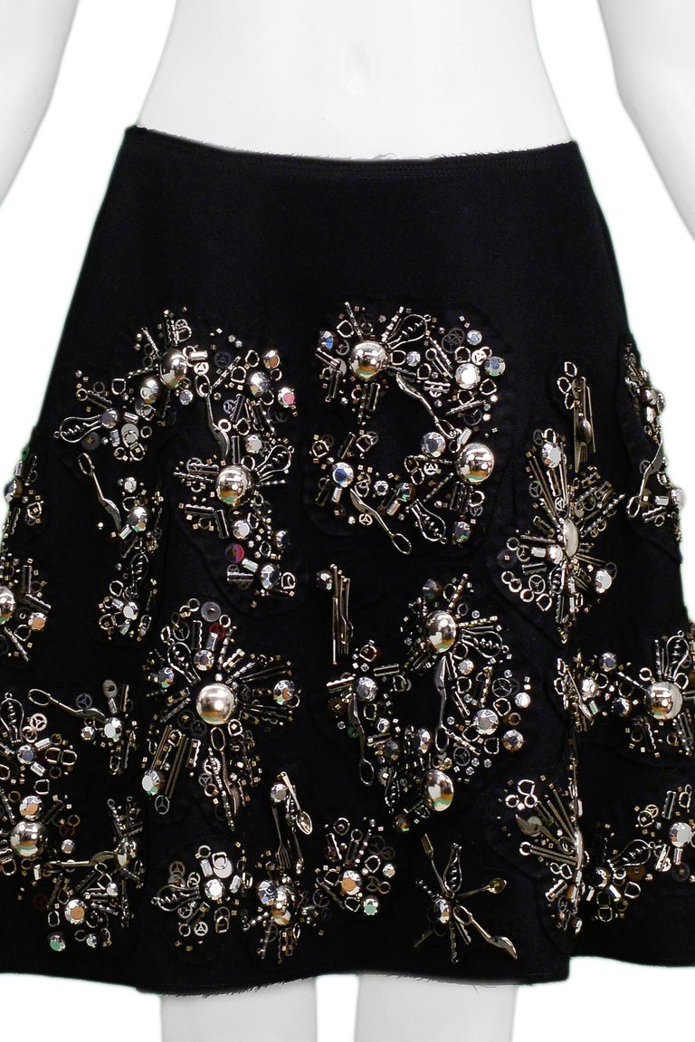 Prada Black Wrap Skirt With Silverware Charms 2006 For Sale at 1stDibs