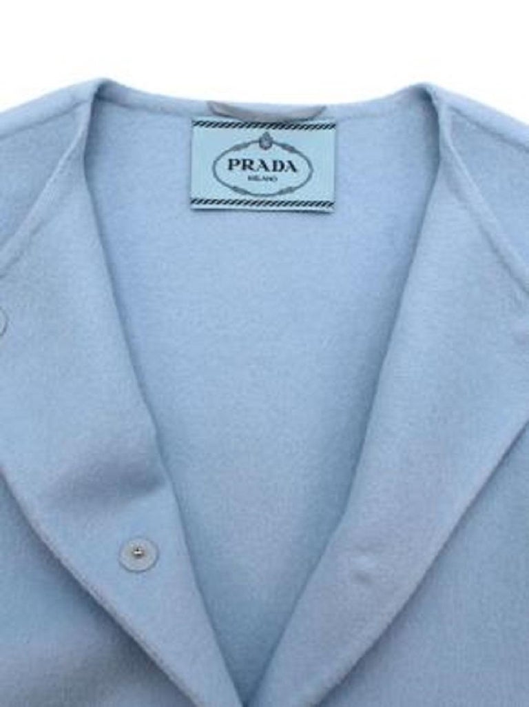 Prada Blue Angora Wool and Cashmere Blend Coat For Sale at 1stDibs