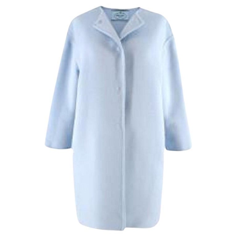 Prada Blue Angora Wool and Cashmere Blend Coat For Sale at 1stDibs