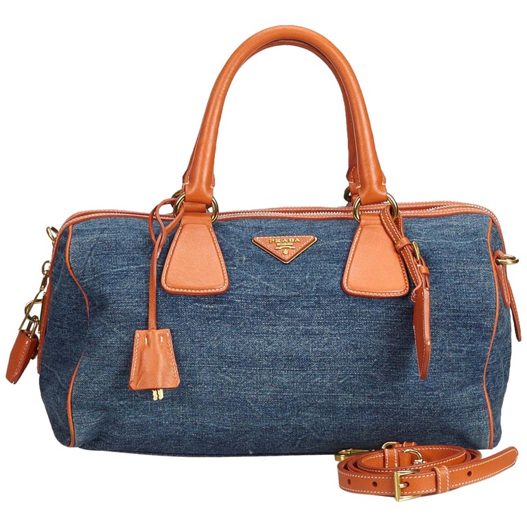 Prada Blue Denim Satchel at 1stDibs | prada blue jeans