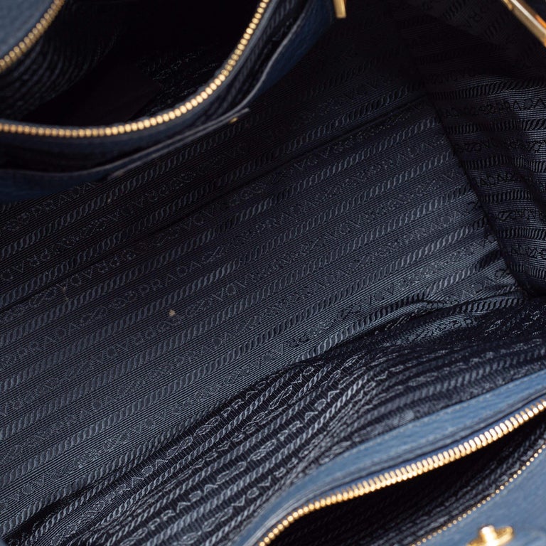 Prada Blue Leather Phenix Front Pocket Tote For Sale at 1stDibs