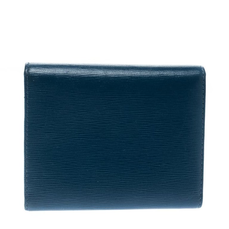 Prada Blue Leather Trifold Wallet For Sale at 1stDibs