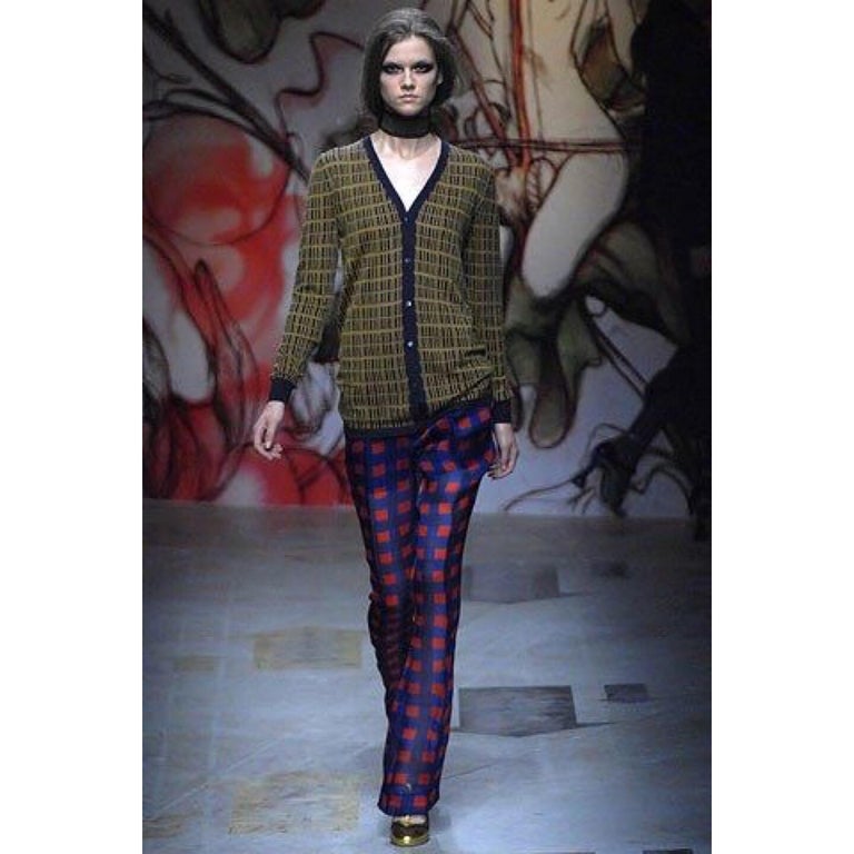 Prada Blue Orange Red Check Silk Fairy Pants Runway, 2008 For Sale at ...