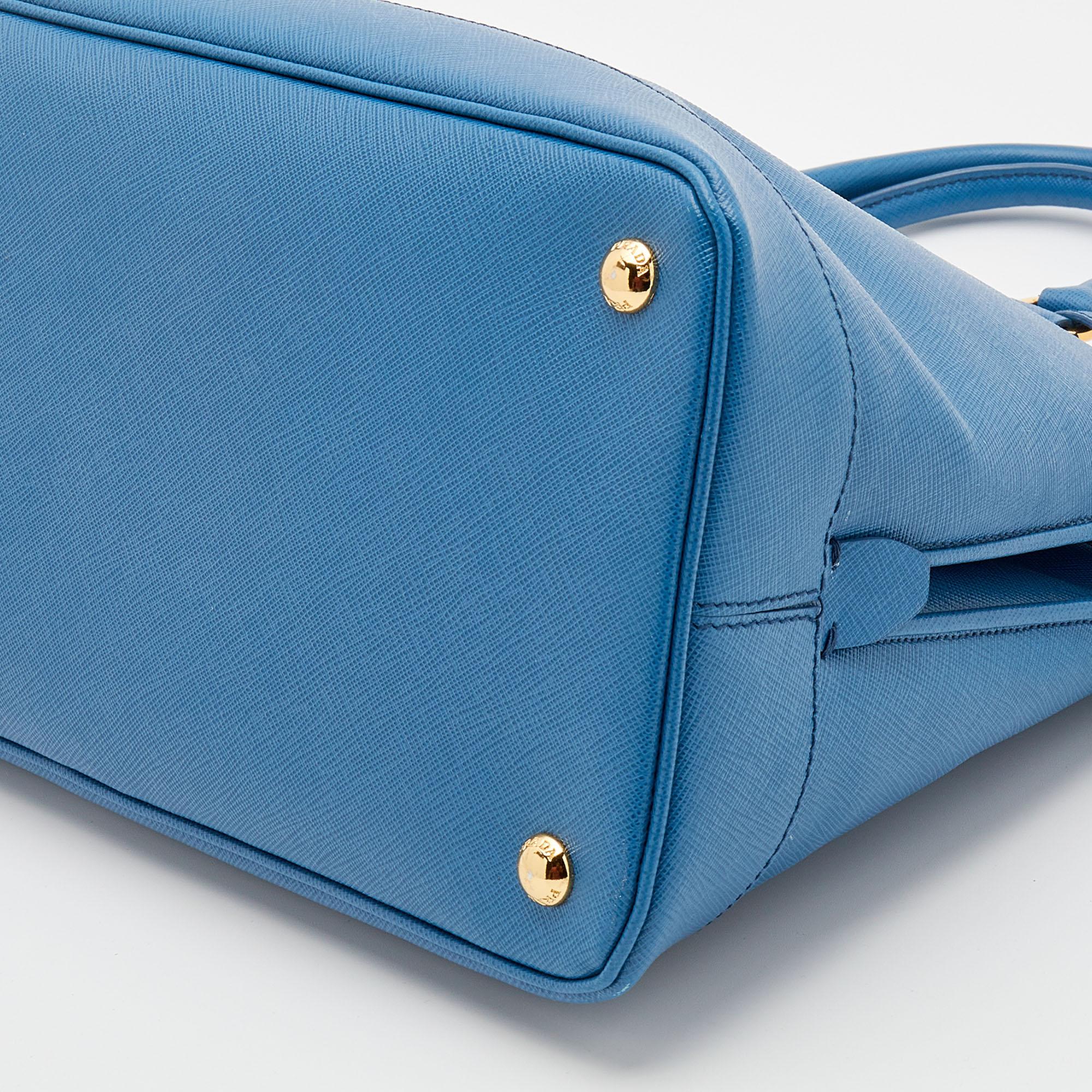Prada Blue Saffiano Lux Leather Open Promenade Satchel at 1stDibs