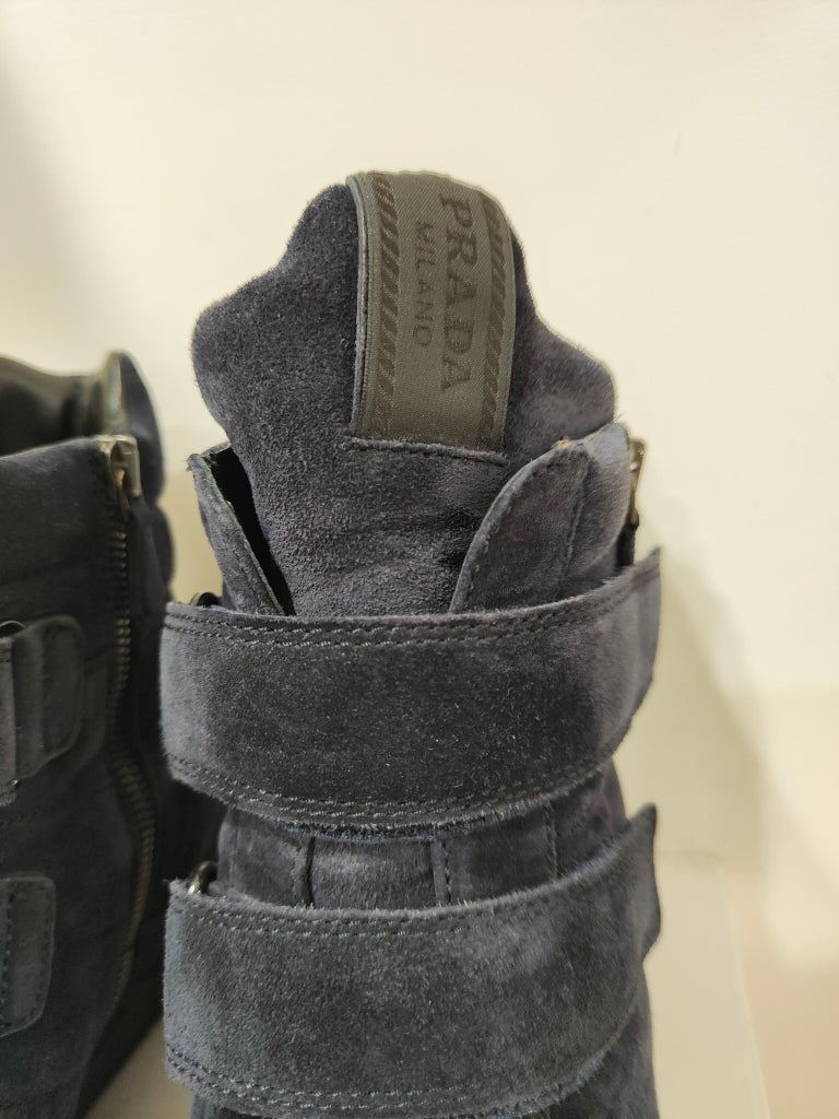 Prada blue suede boots For Sale at 1stDibs